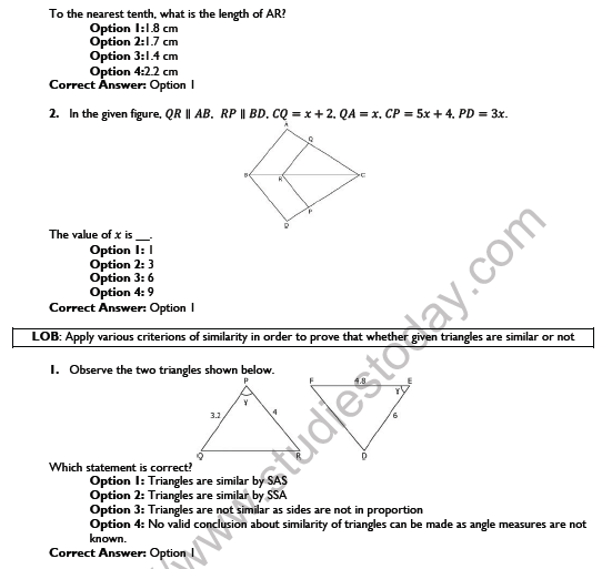 CBSE Class 10 Mathematics Triangles Worksheet Set E CBSE Class 10 Mathematics Triangles Worksheet Set E